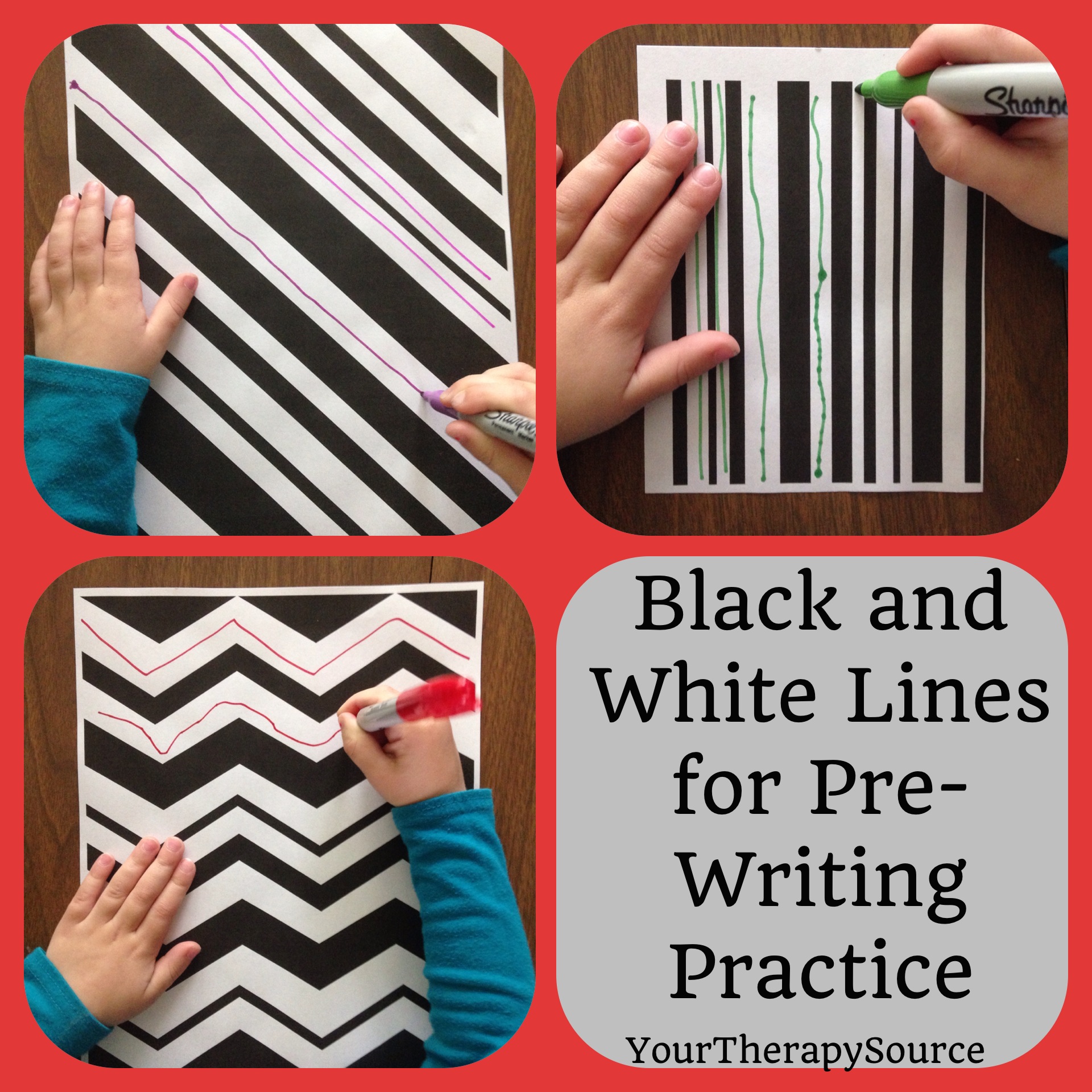 Black and White Pre-Writing Line Practice - Your Therapy Source