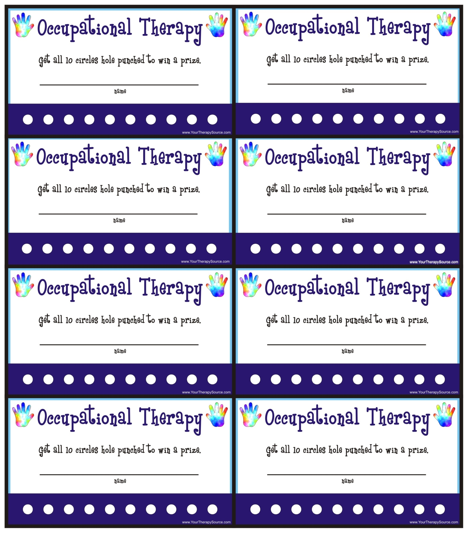 Reward Punch Cards for OT/PT - Your Therapy Source