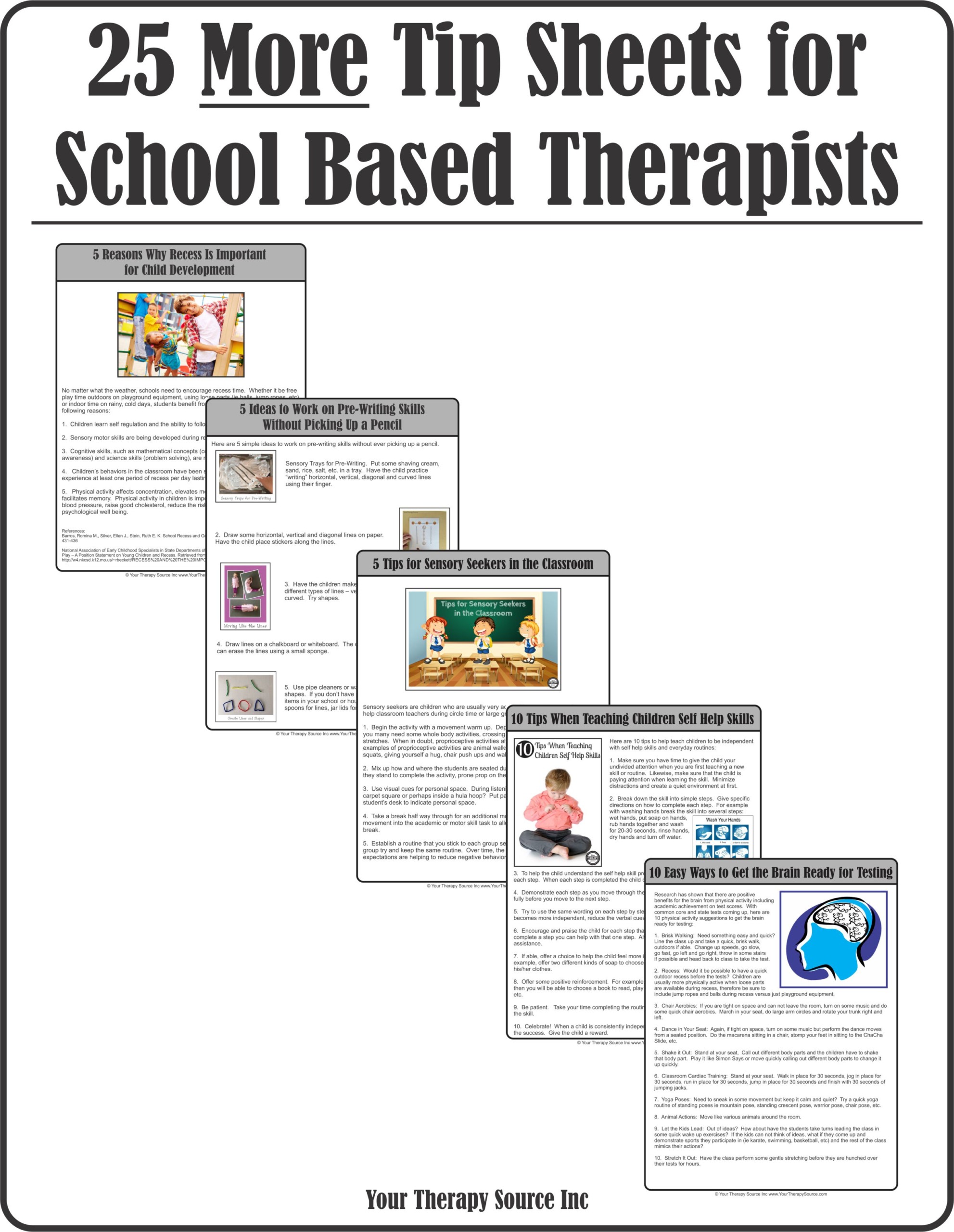 25 MORE Tip Sheets for School Based Therapists - Your Therapy Source