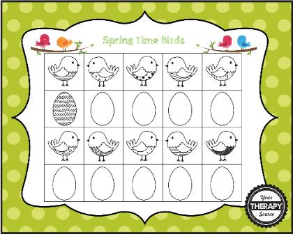 Spring Time Birds Visual Motor Activity - Your Therapy Source