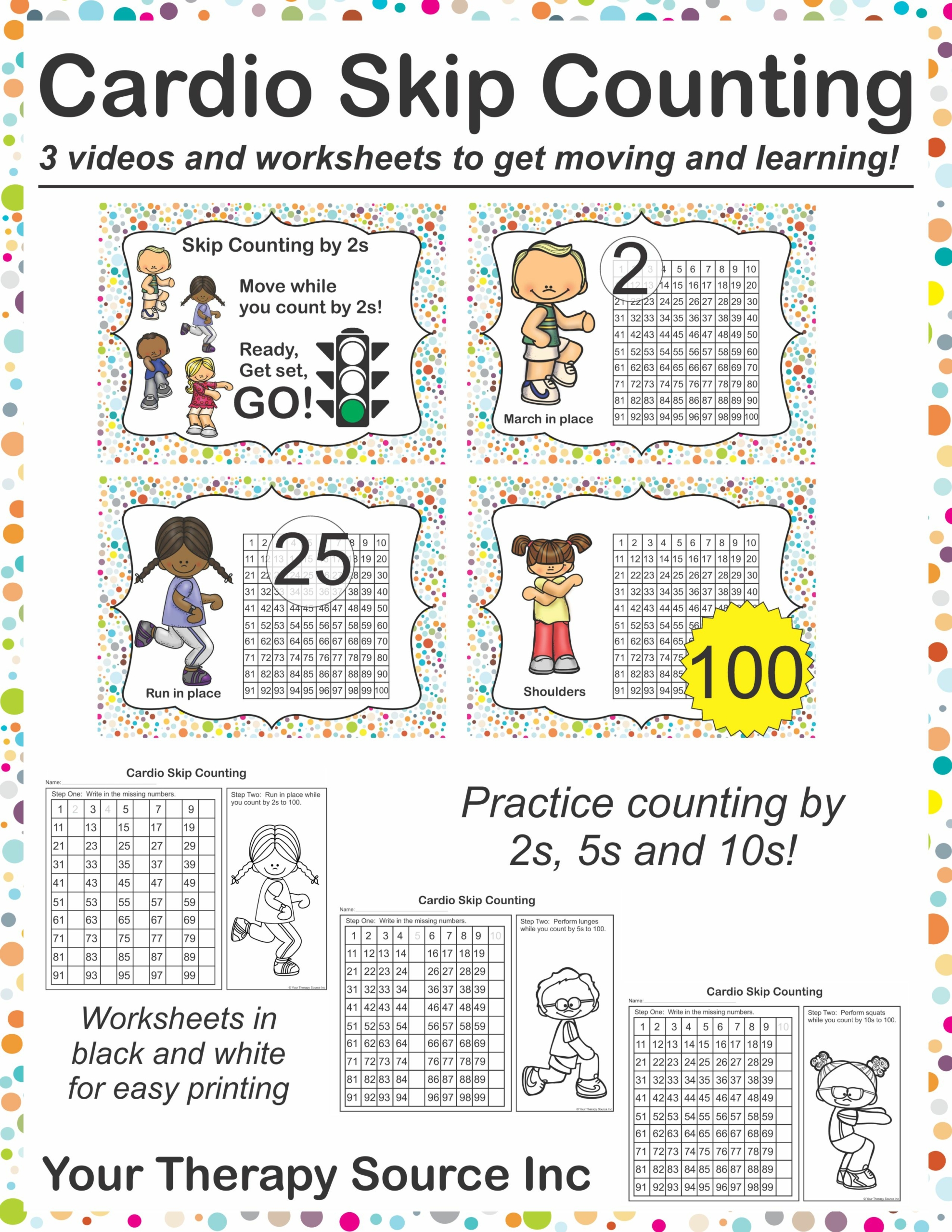 Cardio Skip Counting: Videos and Worksheets - Your Therapy Source
