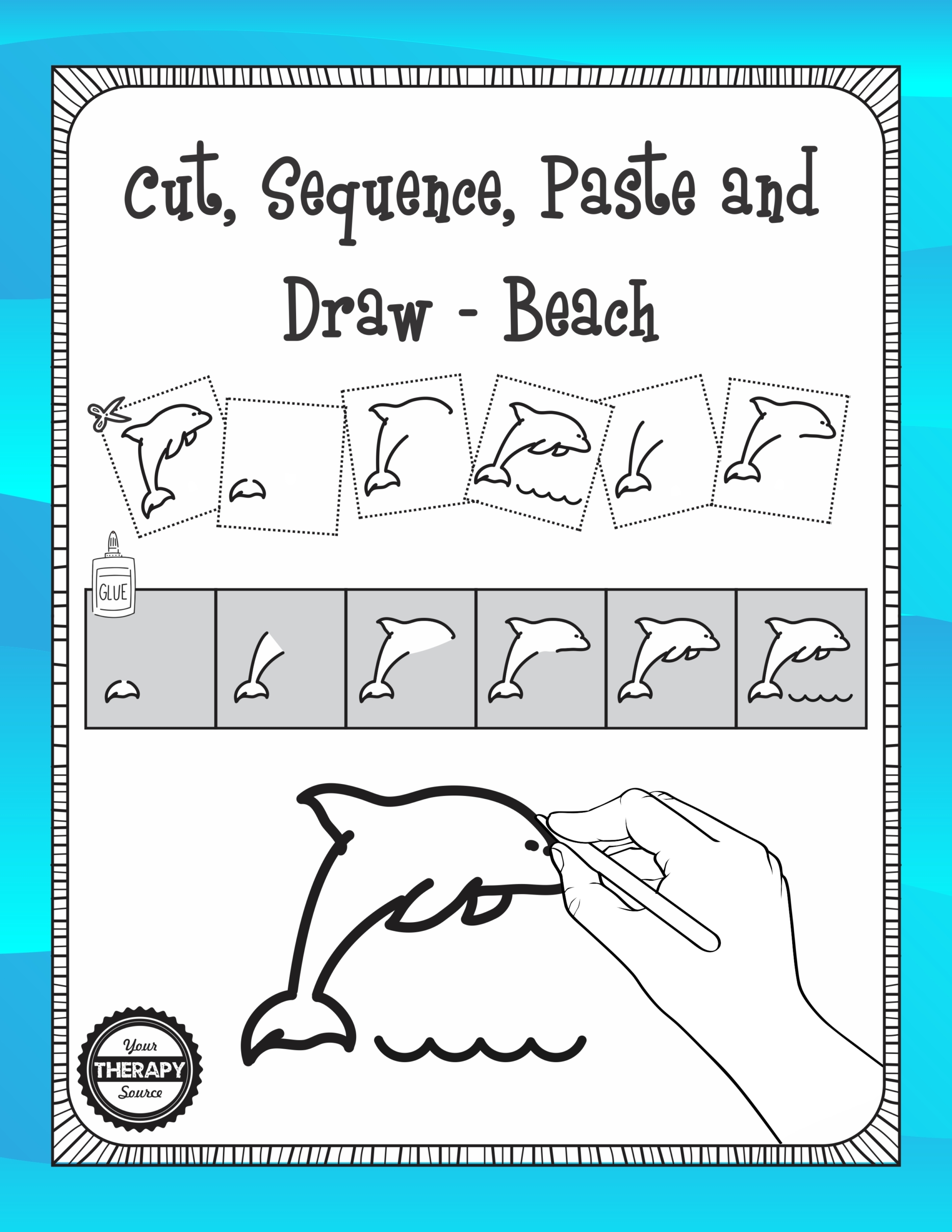 Cut Sequence Paste and Draw - Beach Theme - Your Therapy Source