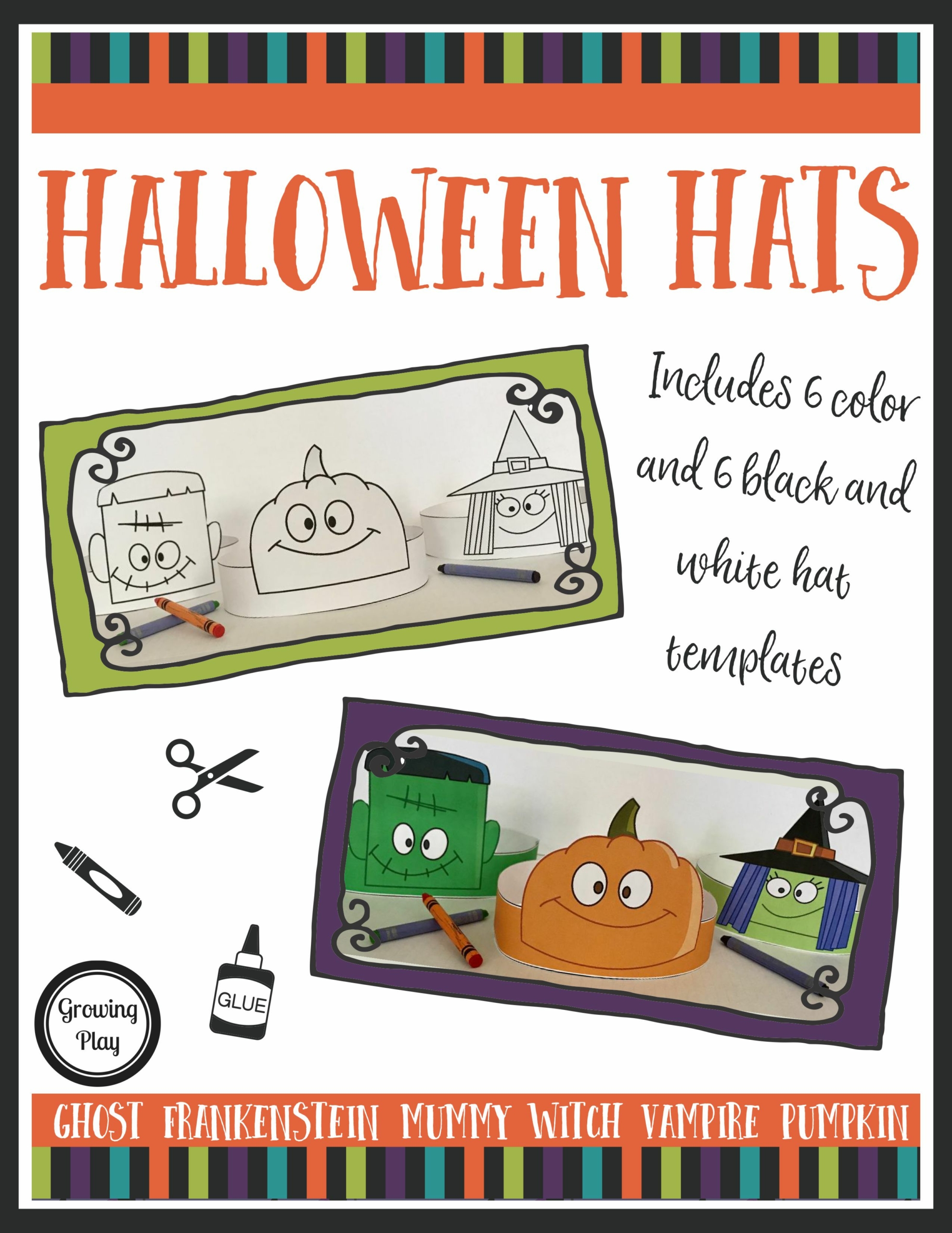 Halloween Hats - Color, Cut and Glue - Your Therapy Source