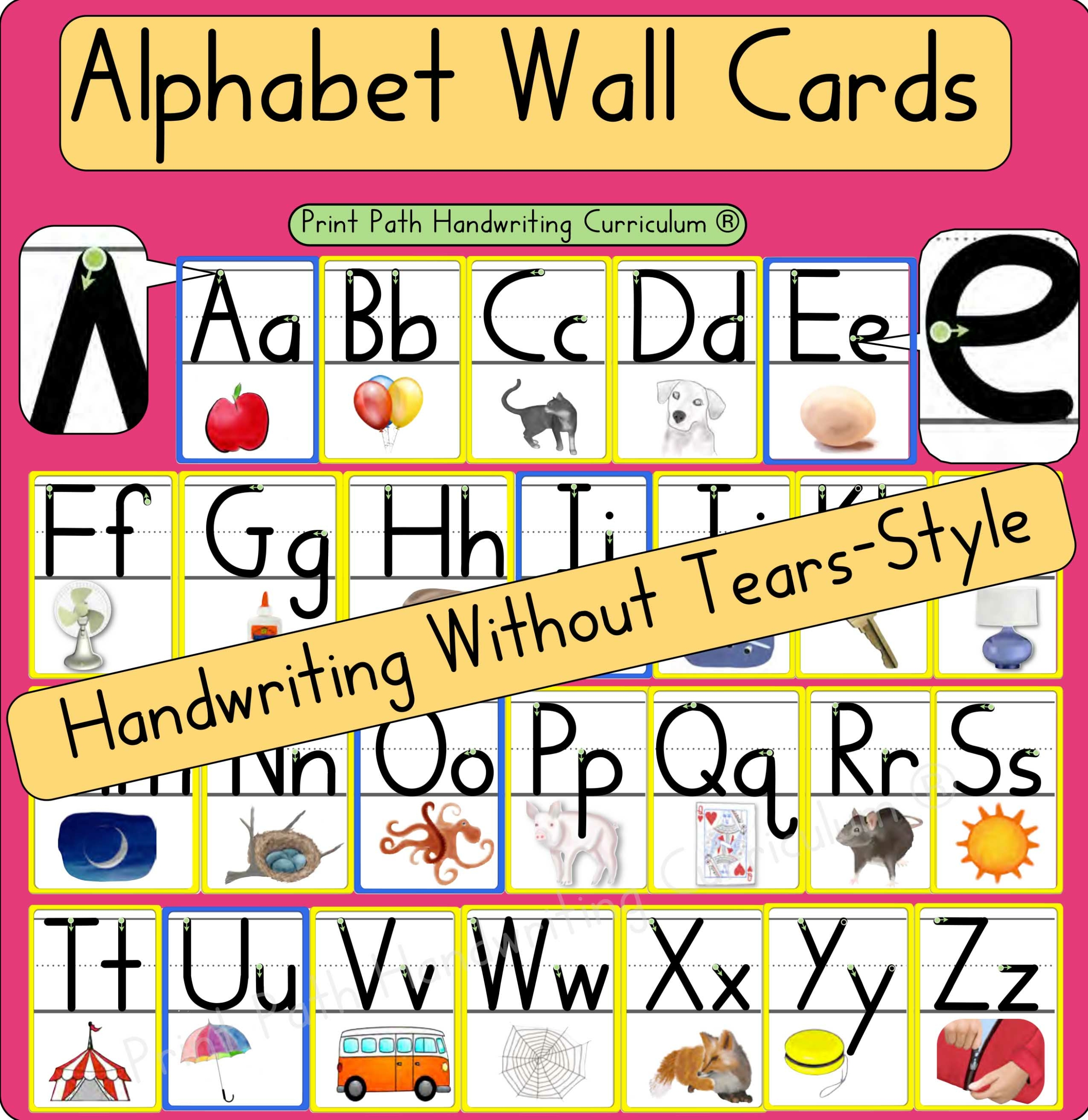 Alphabet Wall Cards Handwriting Without Tears Style Font - Your Therapy ...