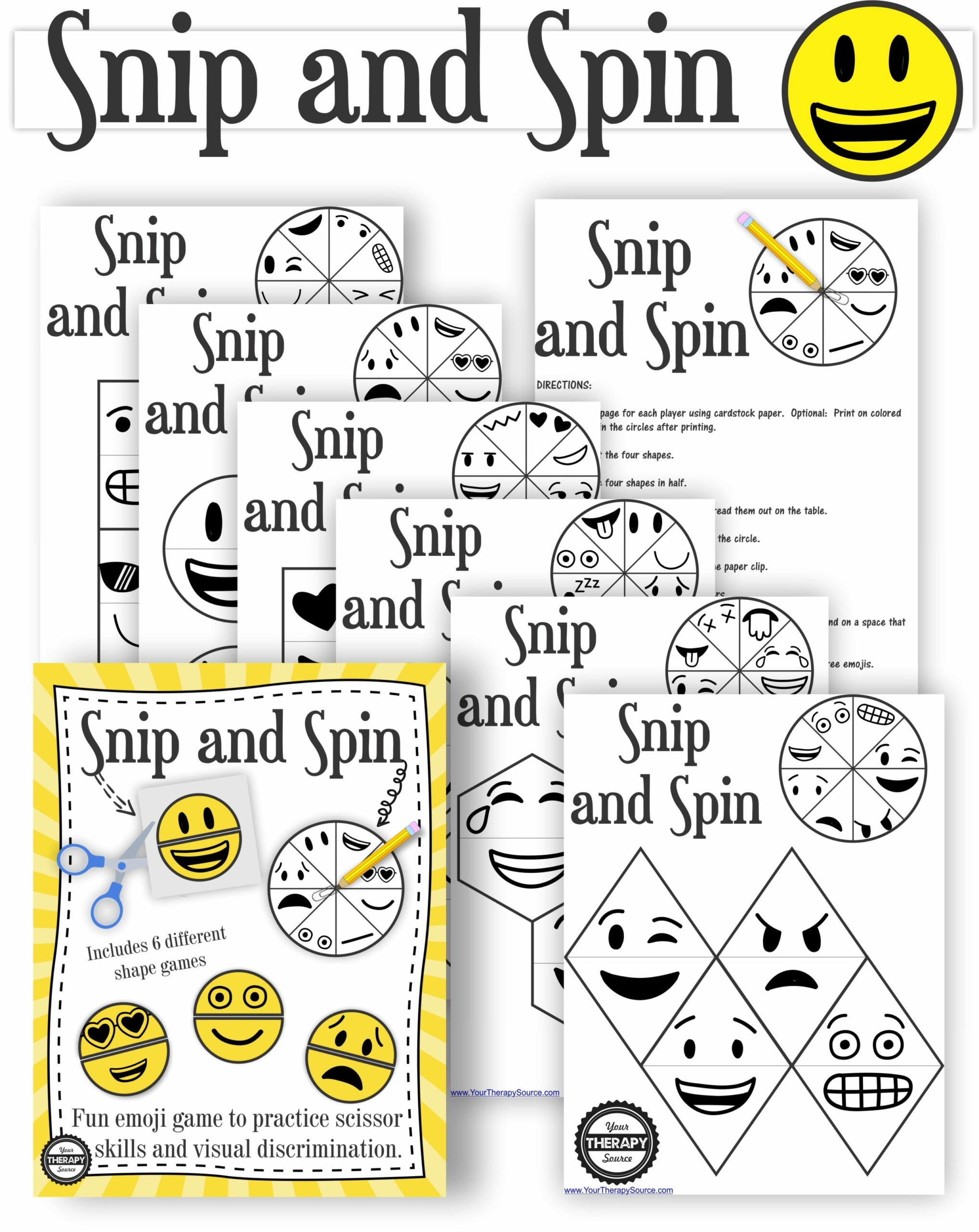 Snip and Spin - Scissor Skills Printables - Your Therapy Source