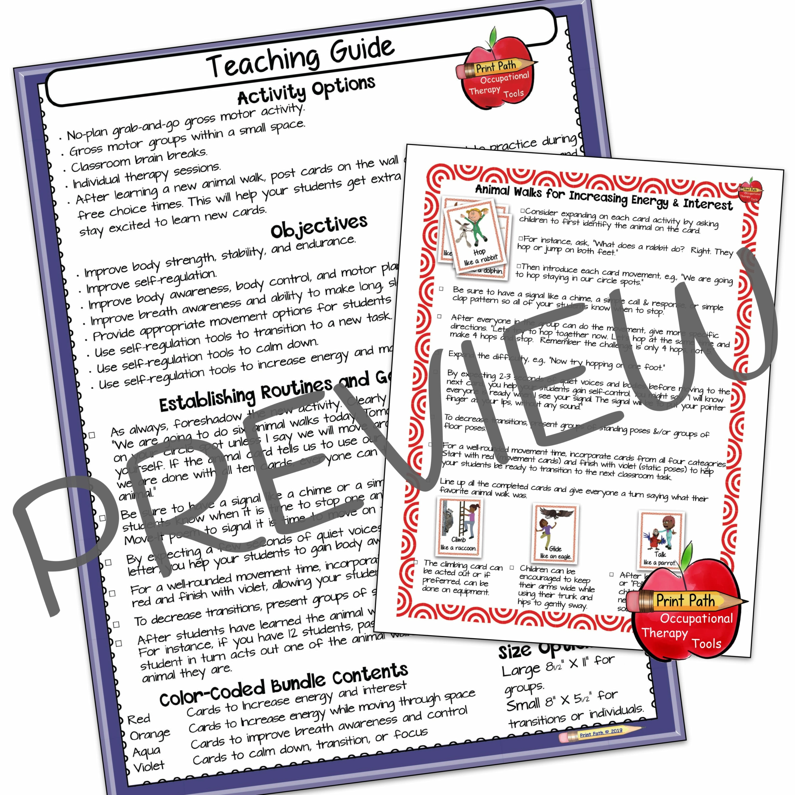 Calming Tools, Gross Motor Skills, & Breath Regulation - Animal Walks ...