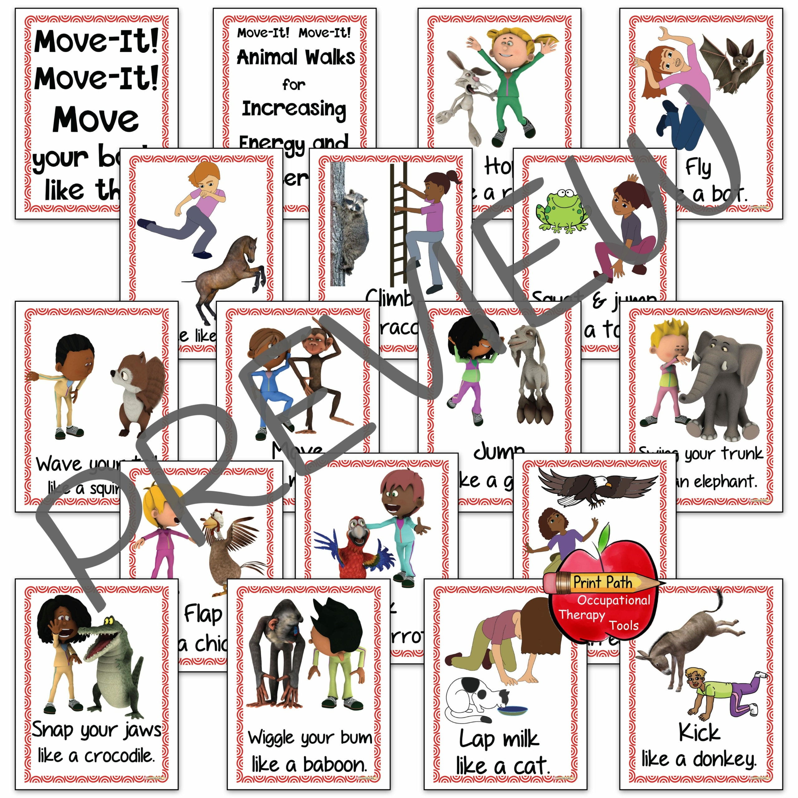 Calming Tools, Gross Motor Skills, & Breath Regulation - Animal Walks ...