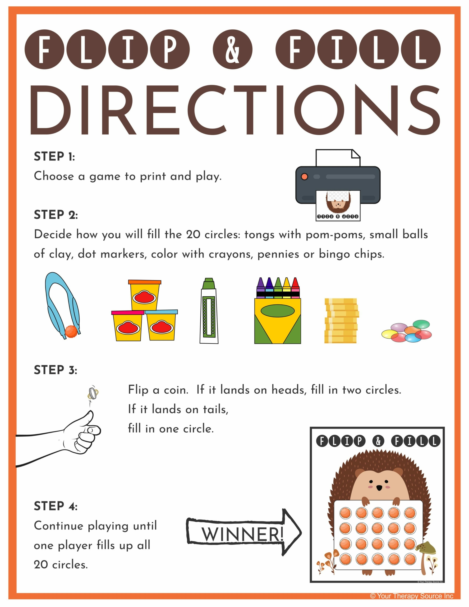 Fall Fine Motor Activities - Flip and Fill Game - Your Therapy Source