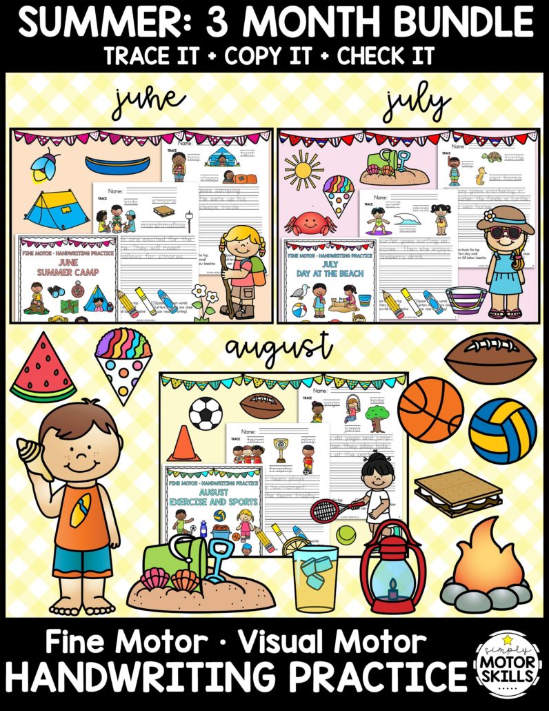 Summer Trace Copy Check Handwriting - Your Therapy Source