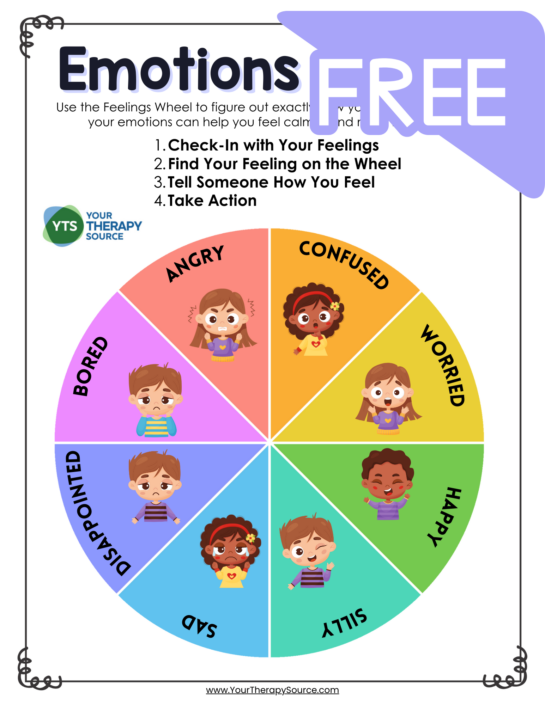Feelings Wheel for Kids - Free Printable - Your Therapy Source