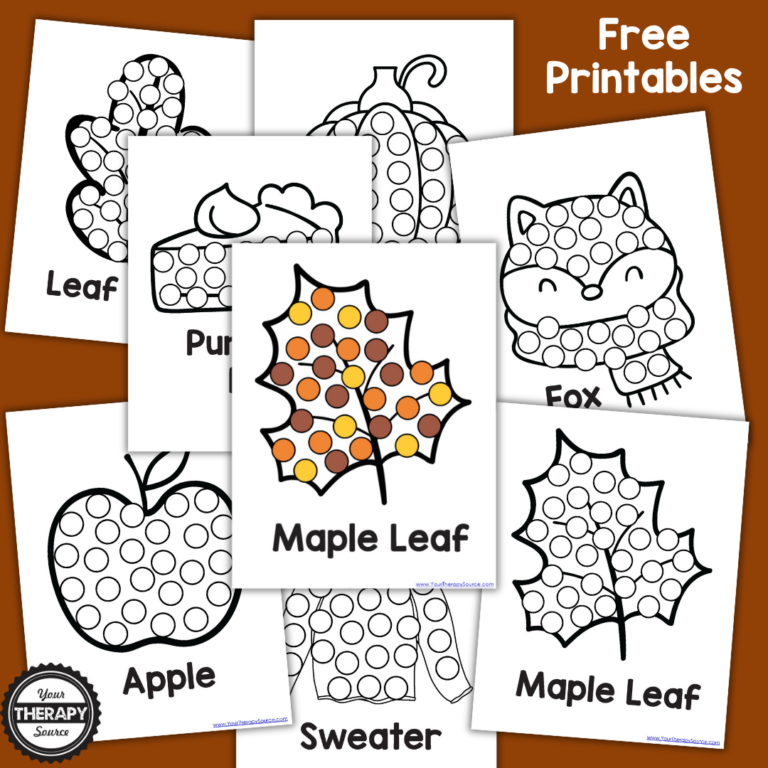 Fall Dot Marker Printables - Free - Your Therapy Source