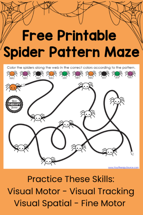Spider Maze Challenge - Free Printable - Your Therapy Source