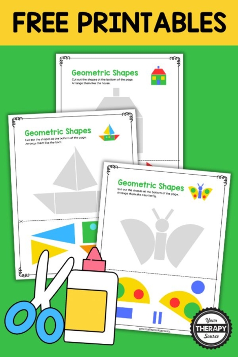 Free Cut and Paste Shape Worksheets - Your Therapy Source