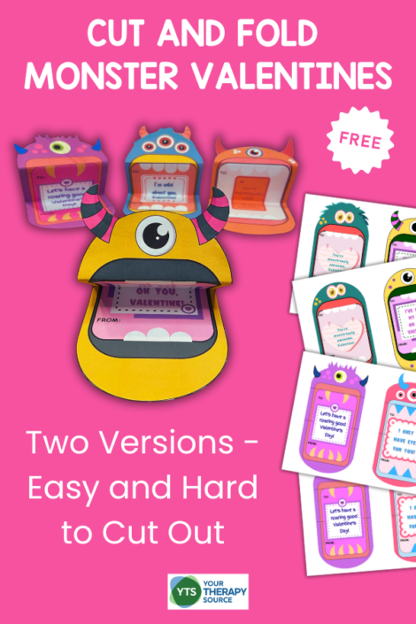 Monster Valentines - Free Cut and Fold Printables - Your Therapy Source