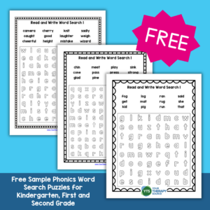 Free Phonics Word Search Puzzles Printable Sample Pages - Your Therapy ...