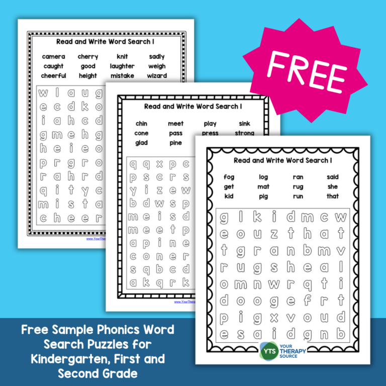 Free Phonics Word Search Puzzles Printable Sample Pages - Your Therapy ...