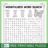 Mindfulness Word Search Puzzle Free Printable - Your Therapy Source
