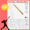 Softball Word Search Free Printable - Your Therapy Source