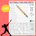 Softball Word Search Free Printable - Your Therapy Source