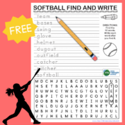 Softball Word Search Free Printable - Your Therapy Source