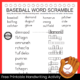 Baseball Word Scramble Puzzle Free Printable - Your Therapy Source