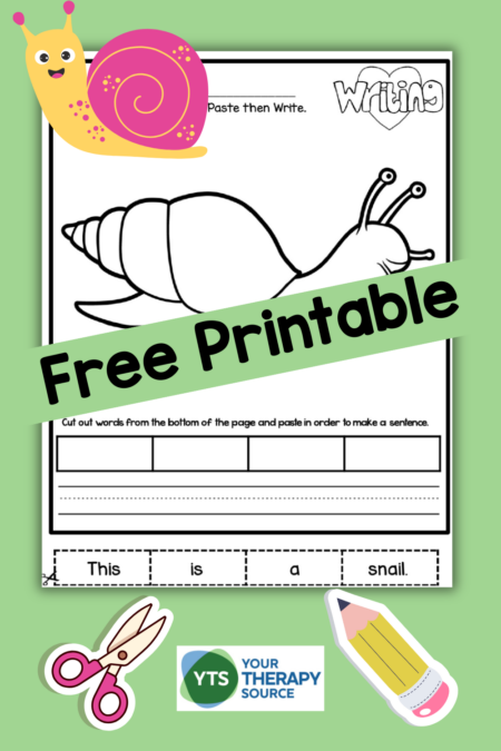 Snail Cut and Paste Free Printable - Your Therapy Source
