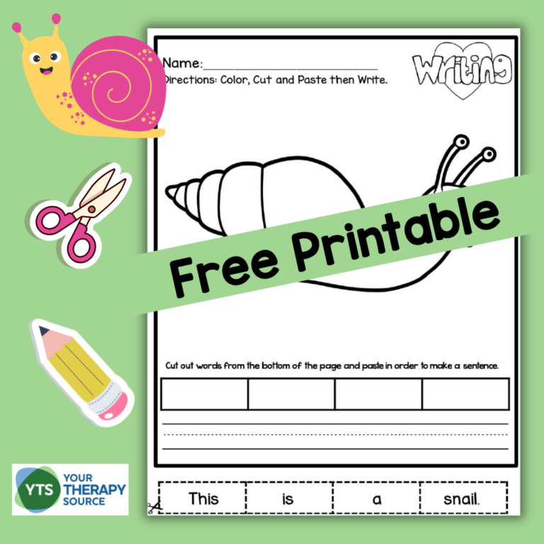 Snail Cut and Paste Free Printable - Your Therapy Source