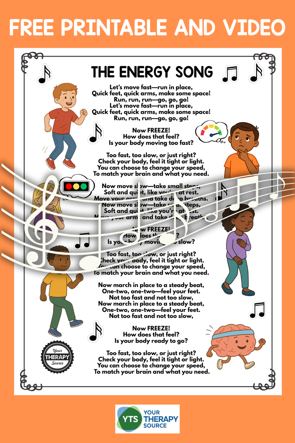 The Energy Song - Free Printable and Video - Your Therapy Source
