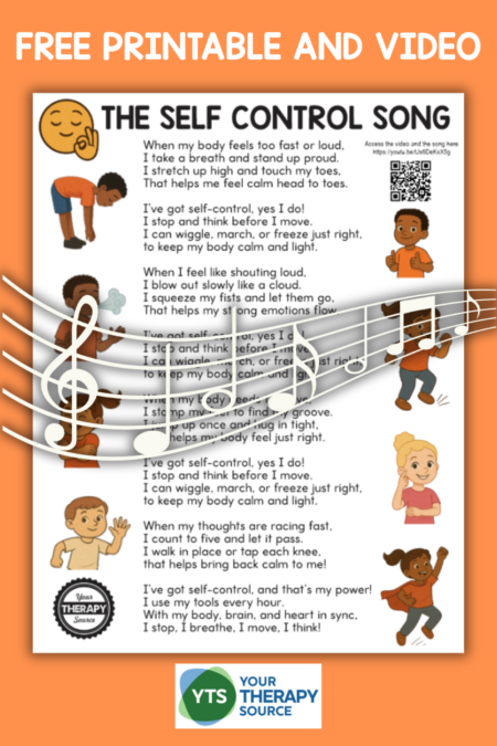 Self Control Song - Free Printable - Your Therapy Source