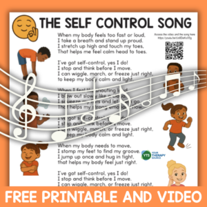 Self Control Song - Free Printable - Your Therapy Source