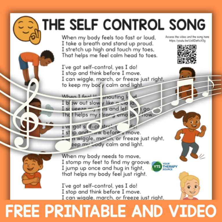 Self Control Song - Free Printable - Your Therapy Source