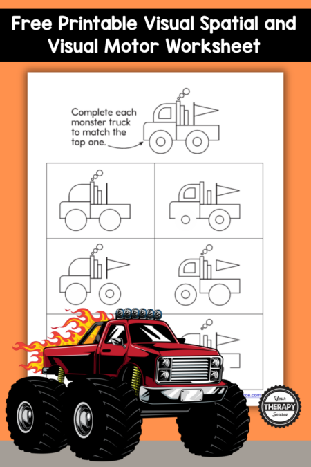 Monster Truck Visual Motor and Visual Spatial Worksheet - Your Therapy ...