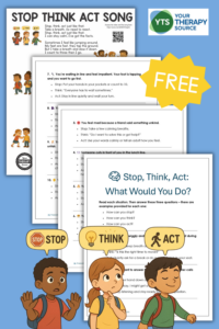Stop Think Act Impulse Control Free Printables and Song - Your Therapy ...
