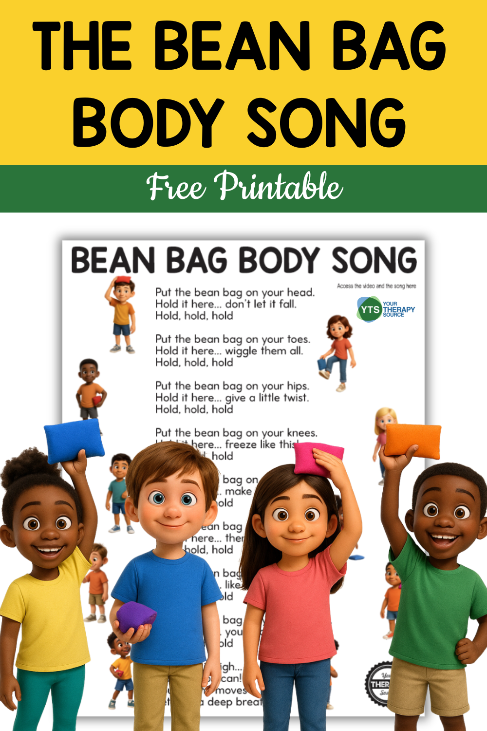 Bean Bag Body Song Free Printable and Video - Your Therapy Source