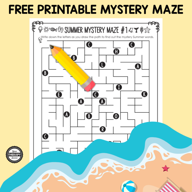 Summer Maze Challenge - Free Printable - Your Therapy Source