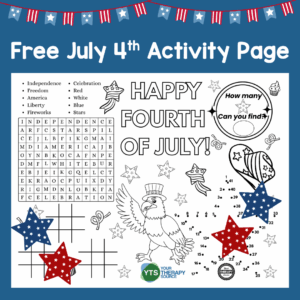 July 4th Activity Mat Free Printable PDF - Your Therapy Source