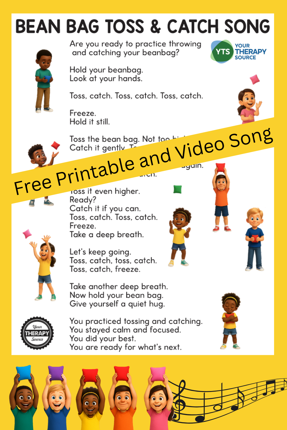 Bean Bag Catching Song – Free Printable – Your Therapy Source