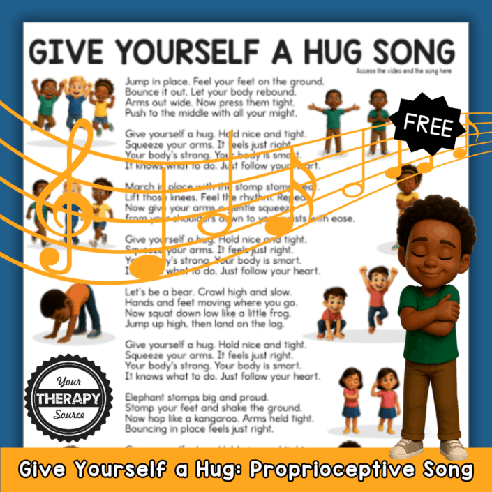 Proprioception Song: Give Yourself a Hug Free Printable and Video ...
