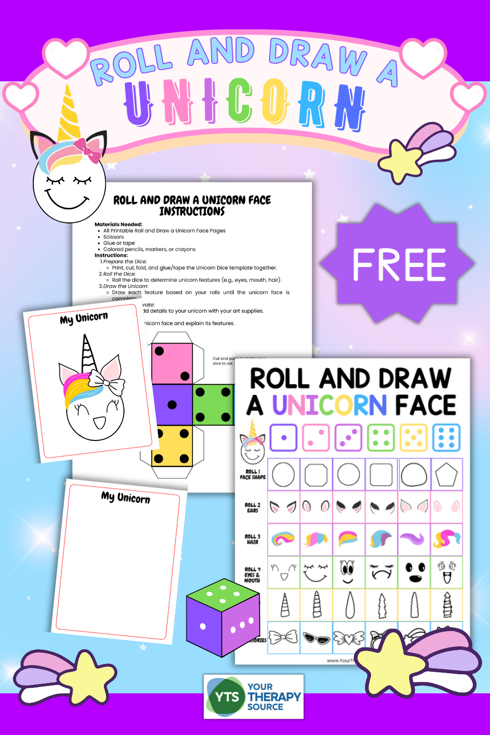 Free Roll a Unicorn Printable - Your Therapy Source