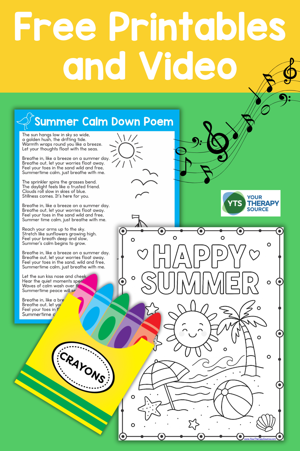 Summer Calming Song and Free Coloring Page - Your Therapy Source