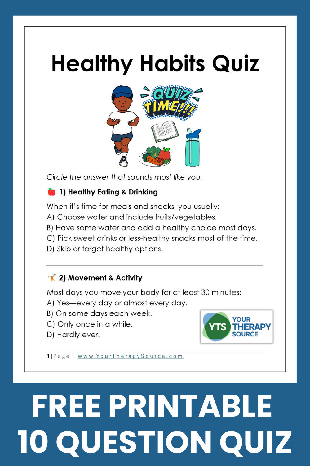 Free Healthy Habits Quiz - Your Therapy Source