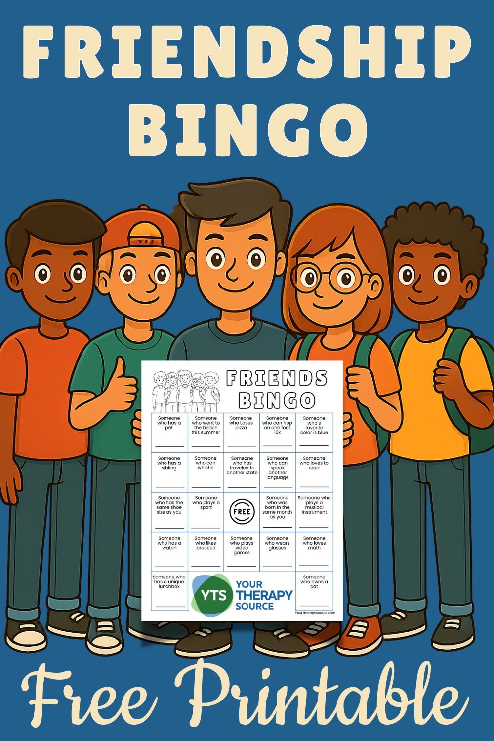 Friendship Bingo Printable Free Game - Your Therapy Source