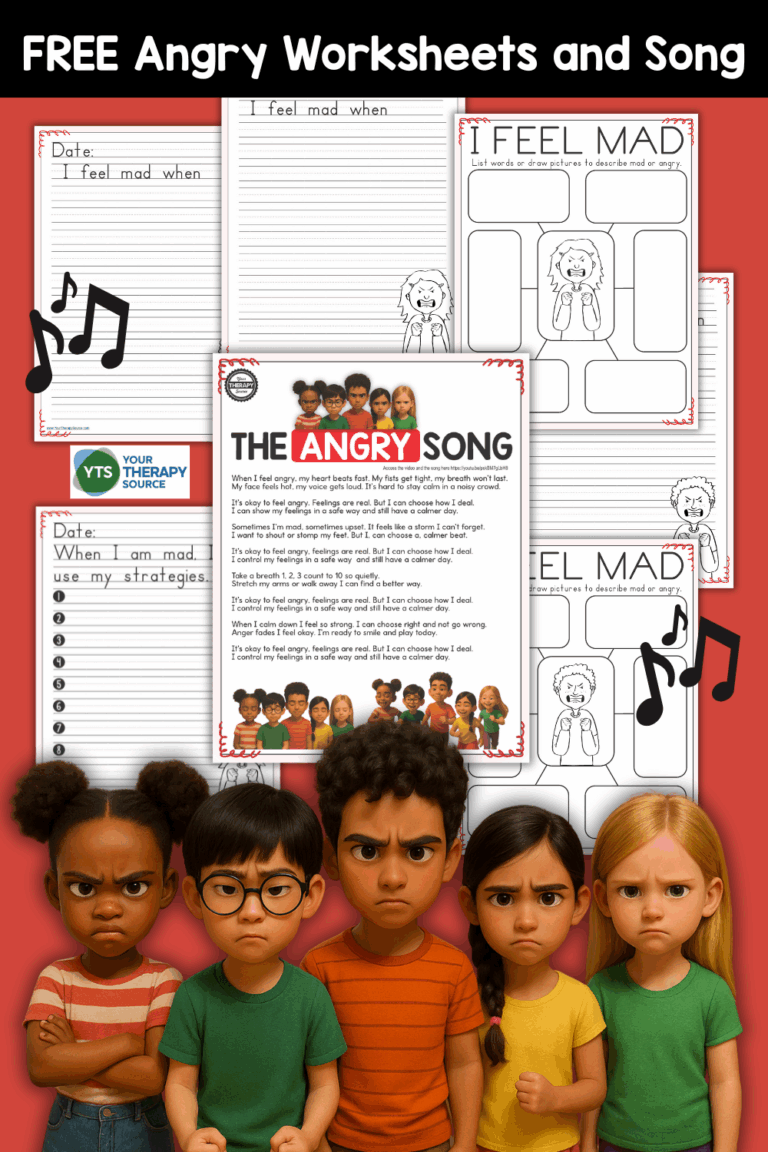 Angry Worksheets and Song - Free Printables - Your Therapy Source