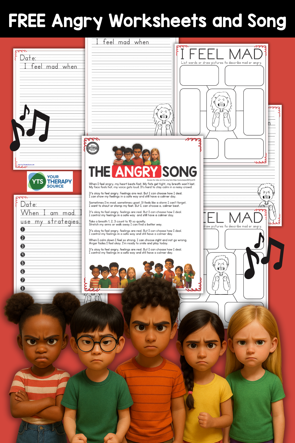 Angry Worksheets and Song - Free Printables - Your Therapy Source