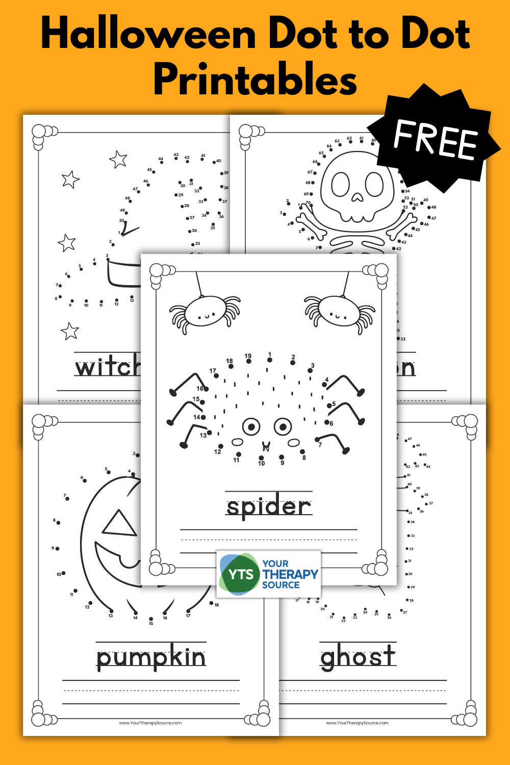 Halloween Dot to Dot Printable Free PDF - Your Therapy Source