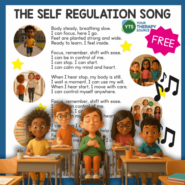 The Self Regulation Song - Free Printable - Your Therapy Source
