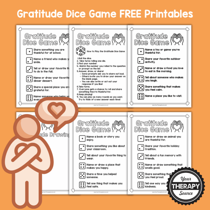 Gratitude Dice Game Free Printable - Your Therapy Source