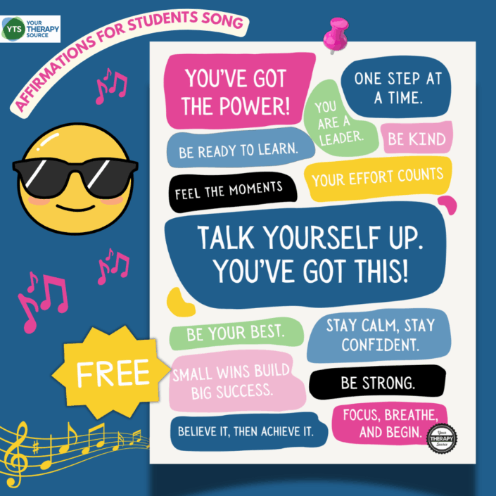Positive Affirmations for School Song and Free Printable - Your Therapy ...