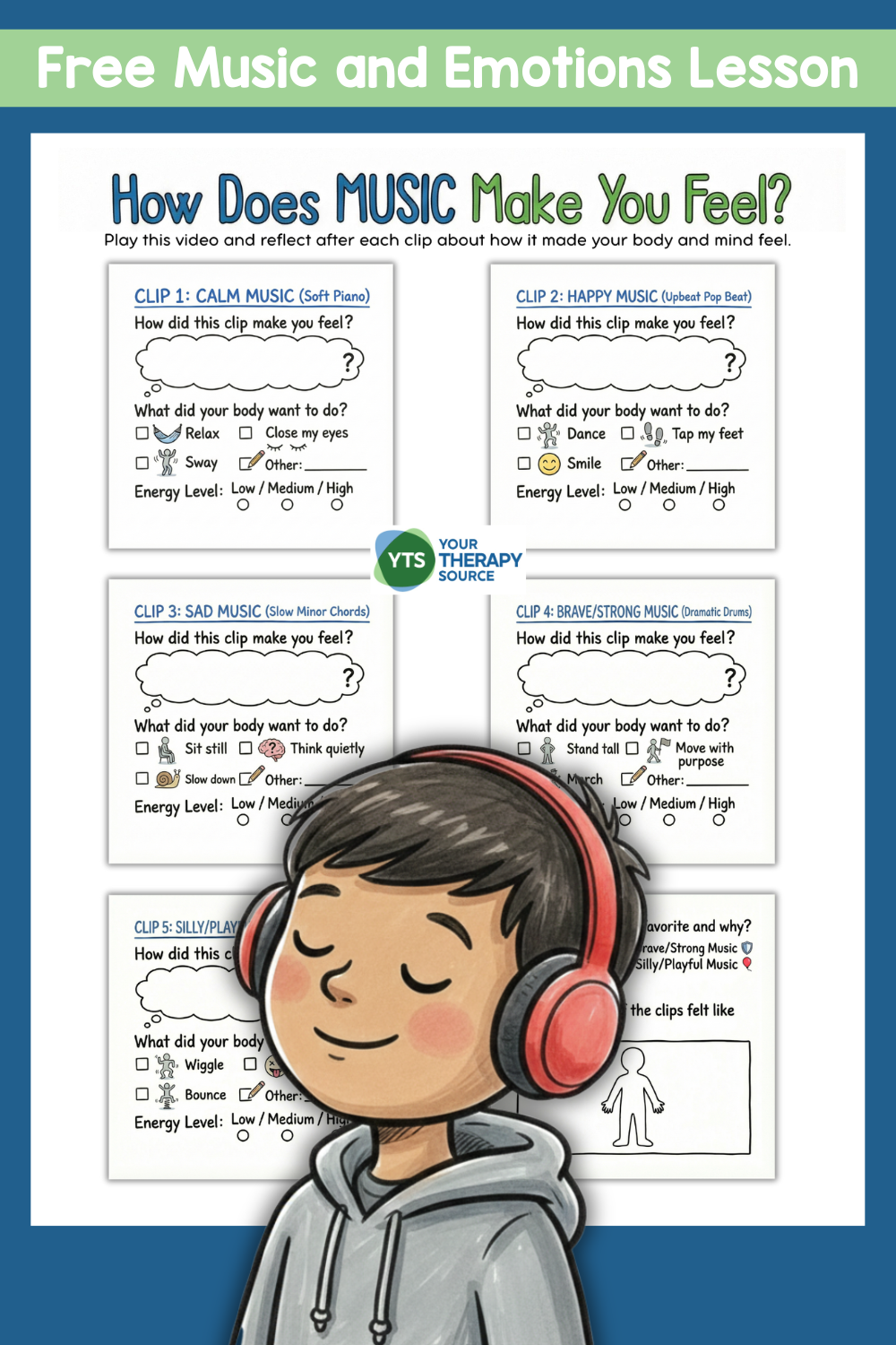 Music and Emotions Activity Free Printable and Video Lesson - Your ...