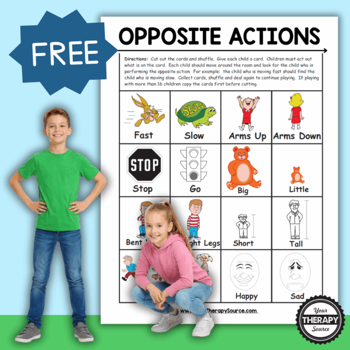 OPPOSITES SENSORY MOTOR ACTIVITY FREE PRINTABLE - Your Therapy Source